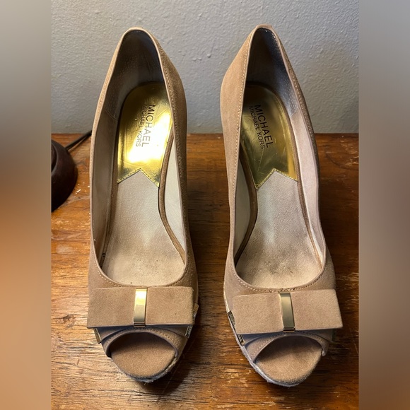 MICHAEL Michael Kors | Shoes | Michael Kors Tan Suede Wedge Sandals ...